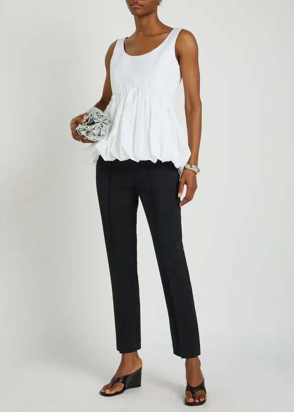 RÓHE Peplum-hem Cotton-poplin Top - White