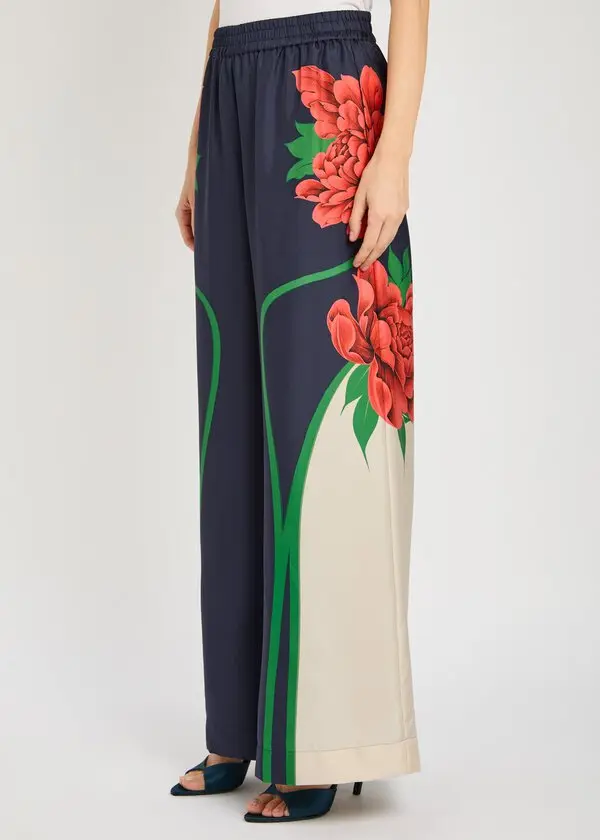 La DoubleJ Printed Wide-leg Silk Trousers - Multicoloured