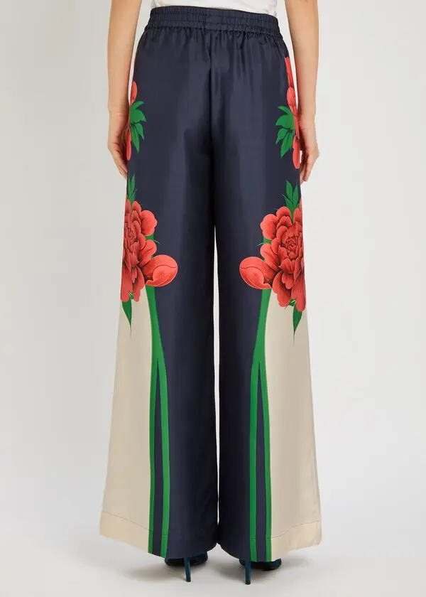 La DoubleJ Printed Wide-leg Silk Trousers - Multicoloured