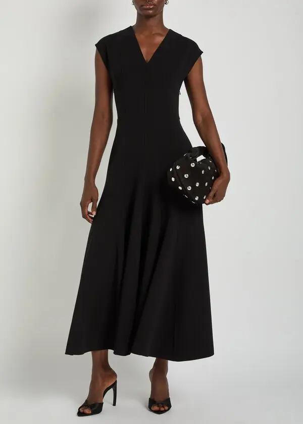 Another Tomorrow Cut-out Stretch-wool Midi Dress