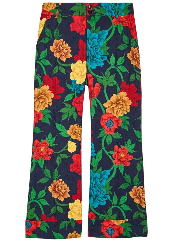 La DoubleJ Floral-print Woven Trousers - Multicoloured