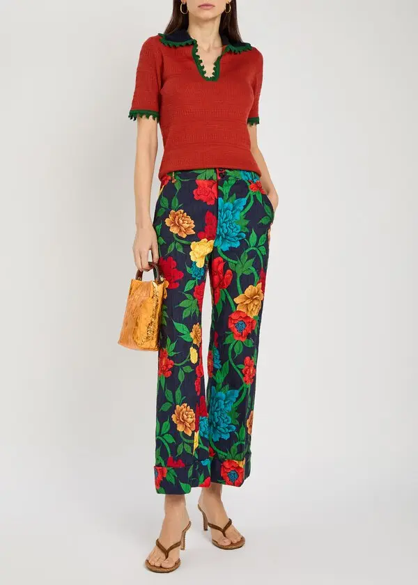 La DoubleJ Floral-print Woven Trousers - Multicoloured
