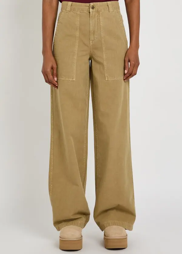 Moncler Straight-leg Cotton-twill Trousers - Beige