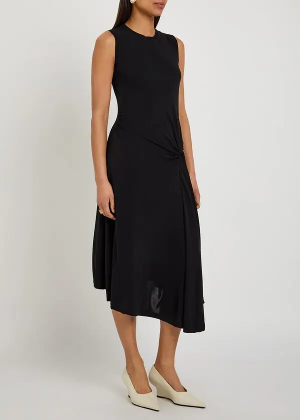 JOSEPH Asymmetric Crepe-jersey Midi Dress