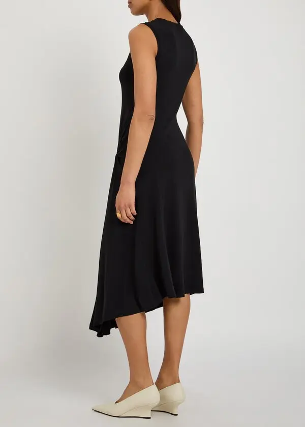 JOSEPH Asymmetric Crepe-jersey Midi Dress