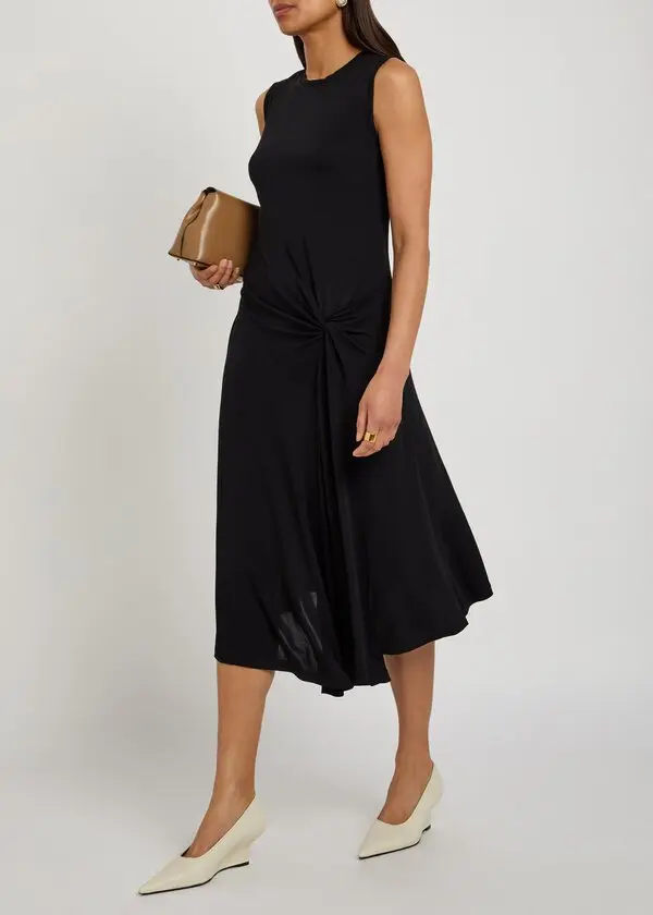 JOSEPH Asymmetric Crepe-jersey Midi Dress