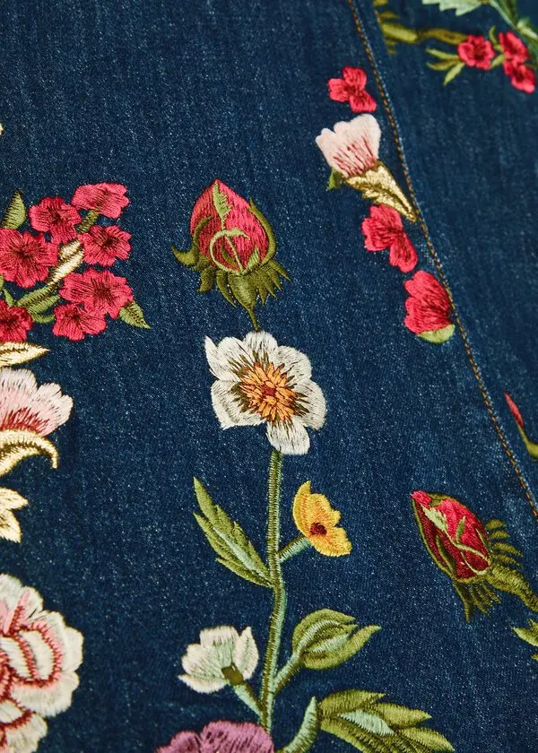 Alice + Olivia Floral-embroidered Flared-leg Jeans