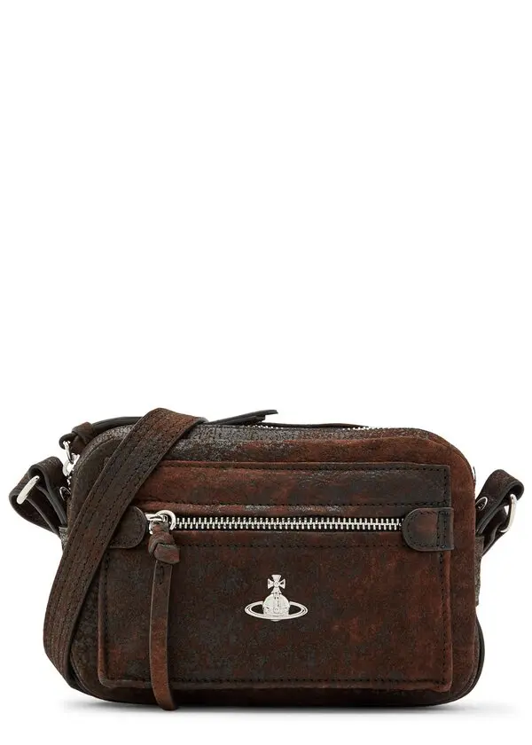 VIVIENNE WESTWOOD Hannah Distressed Leather Cross-body Bag - Brown