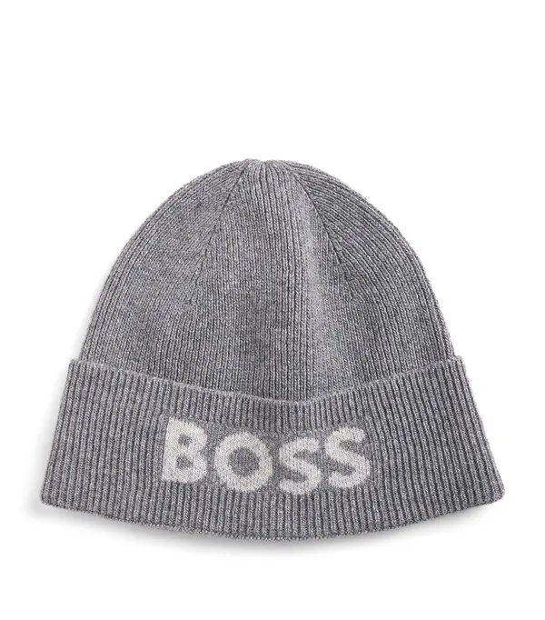BOSS Elios Logo Beanie - Silver