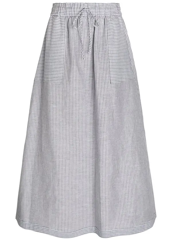 Max Mara Sumero Striped Linen-blend Midi Skirt