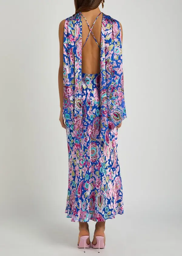 Rixo Hayley Scarf-effect Devoré Maxi Dress