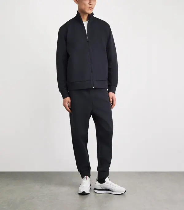 BOSS Stretch-cotton Zip-up Sweatshirt - Blue
