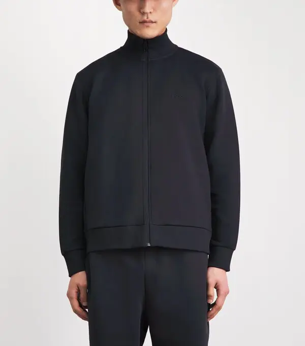 BOSS Stretch-cotton Zip-up Sweatshirt - Blue