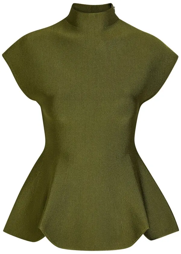 Khaite Andra High-neck Knit Top - Olive