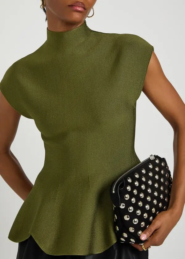 Khaite Andra High-neck Knit Top - Olive