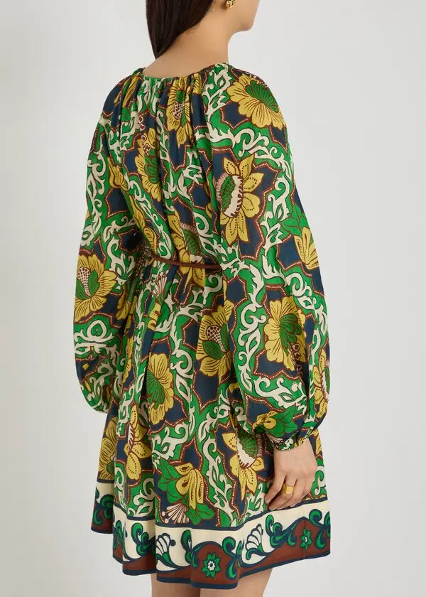 ALEMAIS Alémais Liana Belted Printed Ramie Mini Dress - Multicoloured