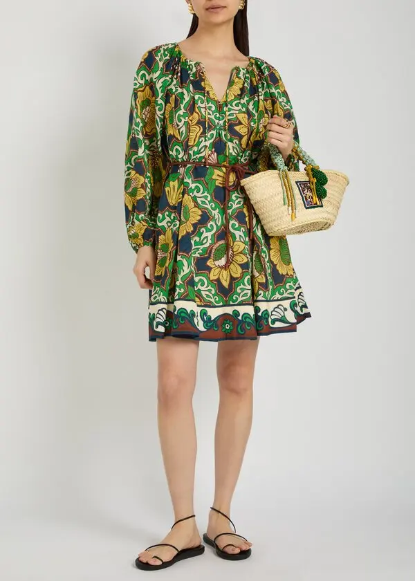 ALEMAIS Alémais Liana Belted Printed Ramie Mini Dress - Multicoloured