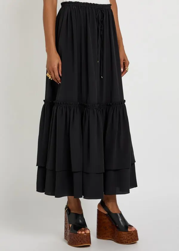 Chloé Silk-chiffon Midi Skirt
