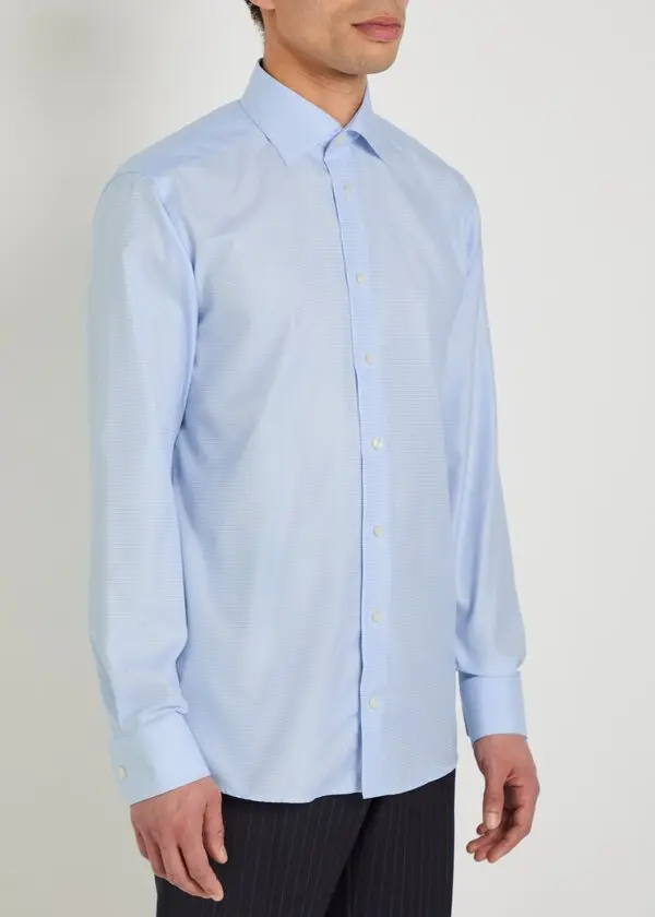 Eton Houndstooth Cotton-twill Shirt - Light Blue