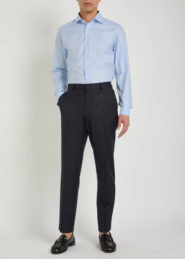 Eton Houndstooth Cotton-twill Shirt - Light Blue
