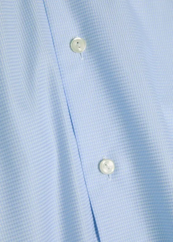 Eton Houndstooth Cotton-twill Shirt - Light Blue