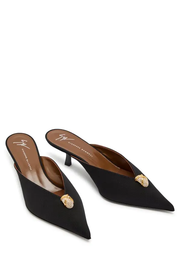 GIUSEPPE ZANOTTI Raquel 50 Crystal-embellished Woven Mules