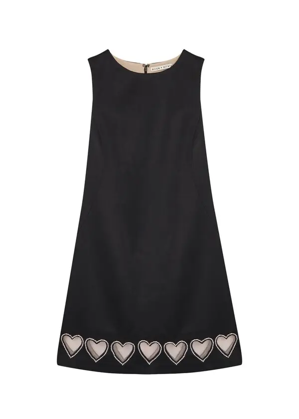 Alice + Olivia Cade Heart Embellished Satin Mini Dress