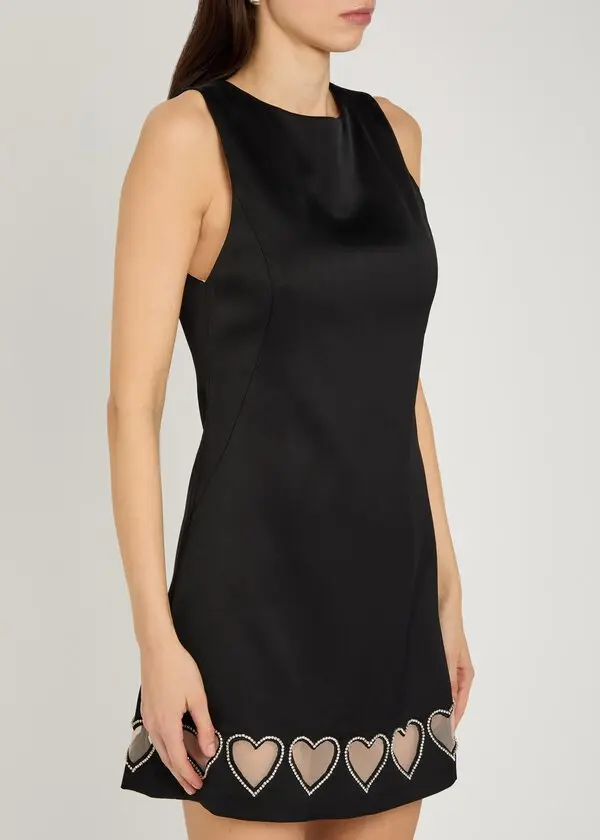 Alice + Olivia Cade Heart Embellished Satin Mini Dress