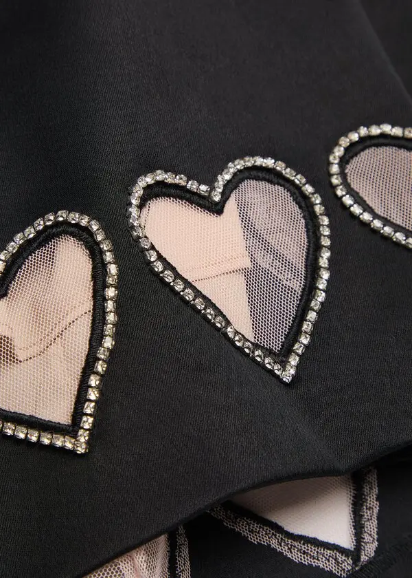 Alice + Olivia Cade Heart Embellished Satin Mini Dress