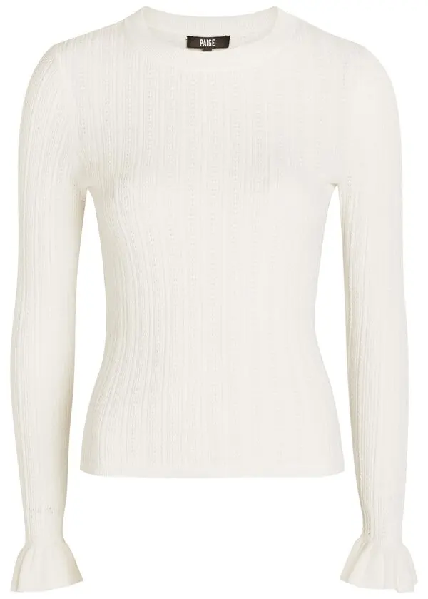 Paige Ophelia Pointelle-knit Top - White