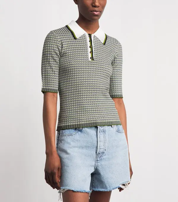 Veronica Beard Geometric Jacquard Polo Shirt
