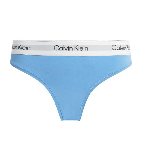 Calvin Klein Cotton-blend Icon Thong - Blue