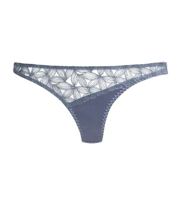COCO DE MER Lace Esme Open Briefs - Blue