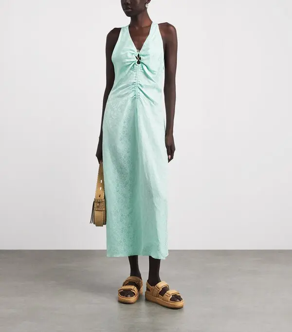 sandro green floral dress Sandro Floral Jacquard Cut-out Maxi Dress