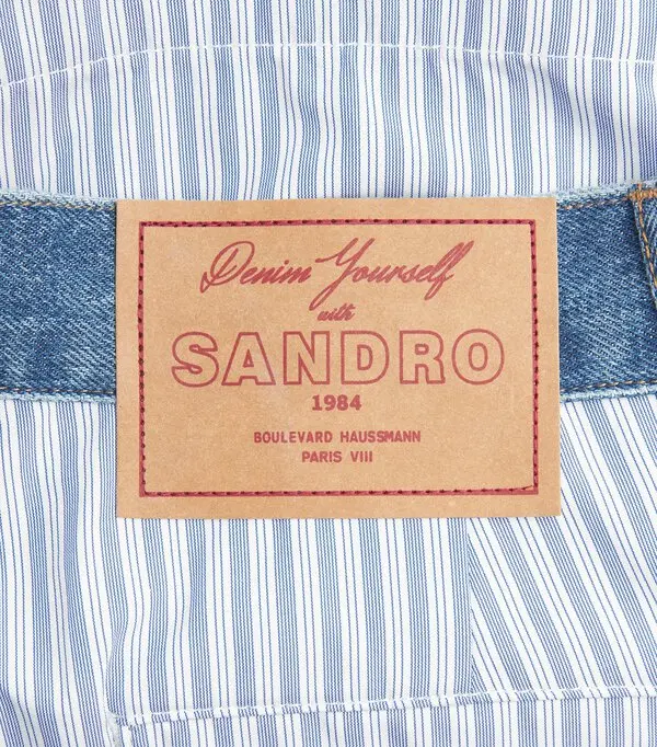 Sandro Poplin Denim-trim Shorts - Blue