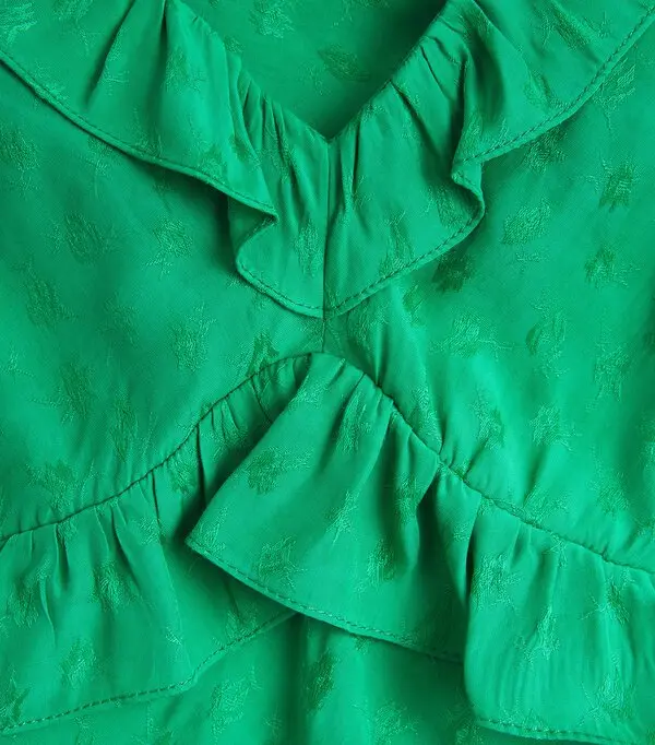 Sandro Ruffled-detail Jacquard Maxi Dress - Green