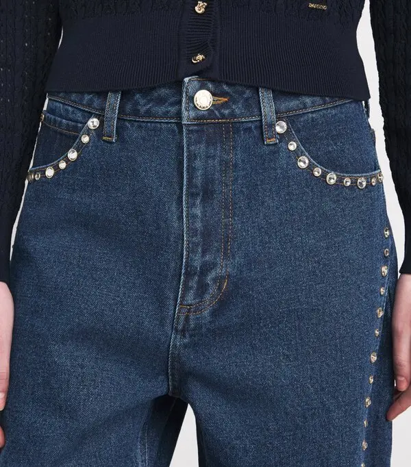 Sandro Embellished Barrel Jeans - Blue