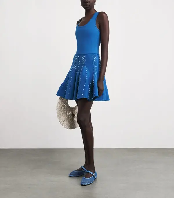 Sandro Embellished Knit Mini Dress - Blue