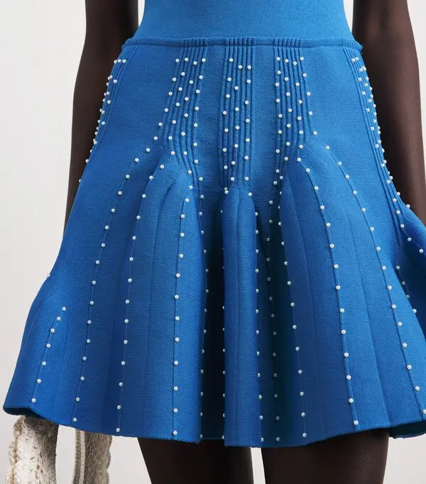 Sandro Embellished Knit Mini Dress - Blue