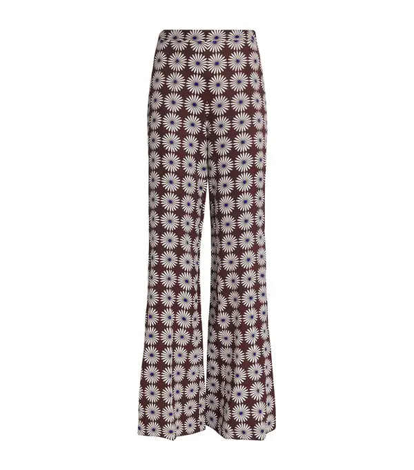 Sandro Floral Print Flared Trousers - Brown
