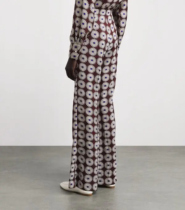Sandro Floral Print Flared Trousers - Brown