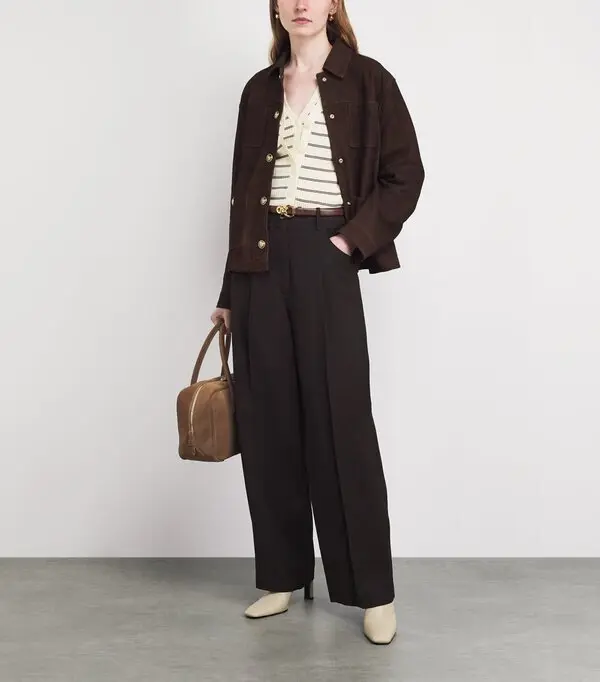 Sandro Ribbed Stripe Cardigan - Beige