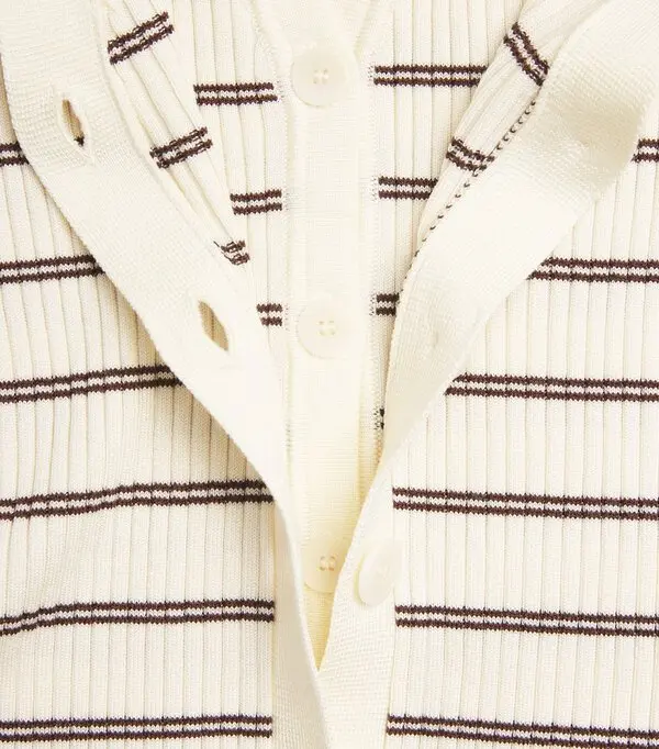Sandro Ribbed Stripe Cardigan - Beige
