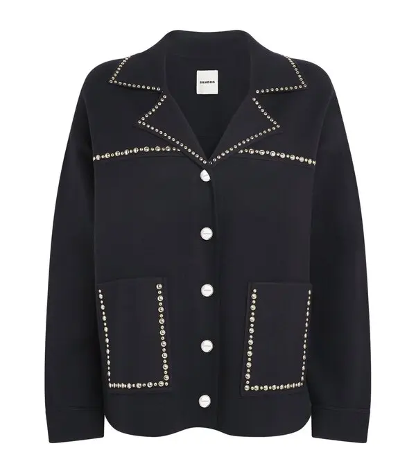 Sandro Embellished Blazer-collar Cardigan