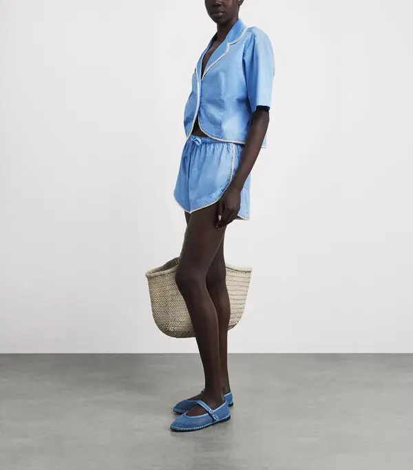 Sandro Faux Pearl-trim Shorts - Blue