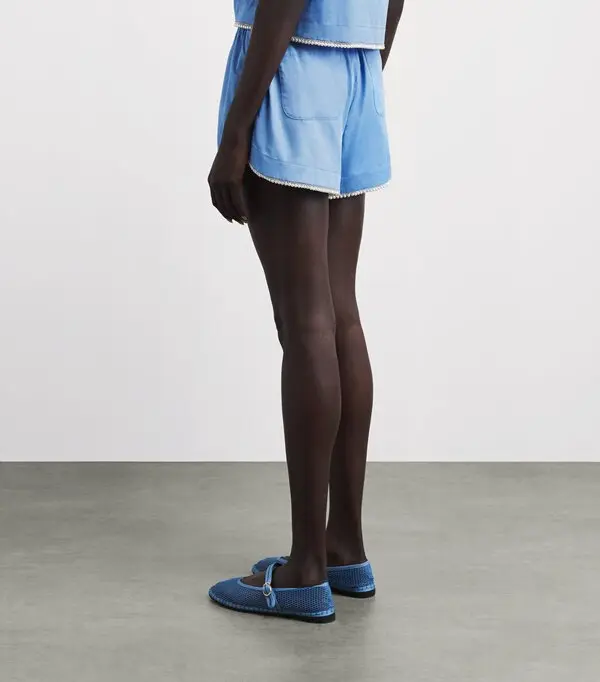 Sandro Faux Pearl-trim Shorts - Blue