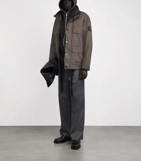 Stone Island Waxed Canvas Field Jacket - Brown