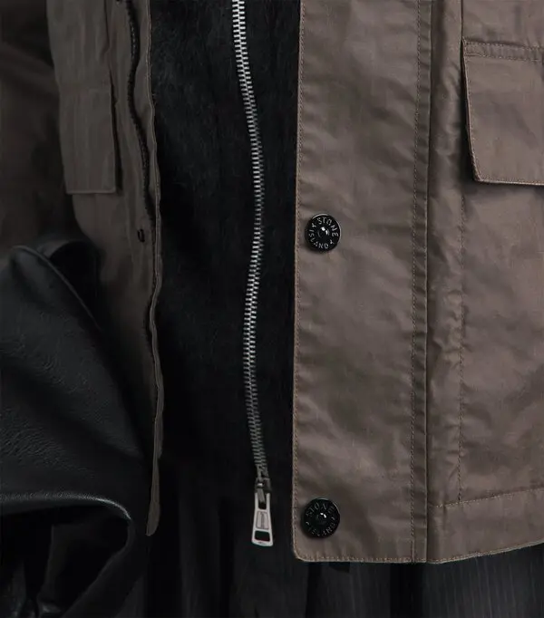 Stone Island Waxed Canvas Field Jacket - Brown