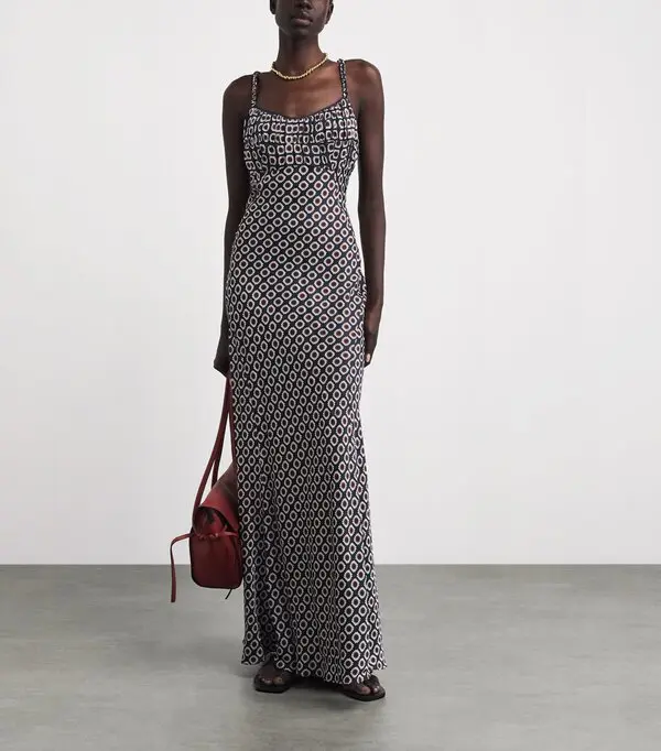 Sandro Floral Print Maxi Slip Dress