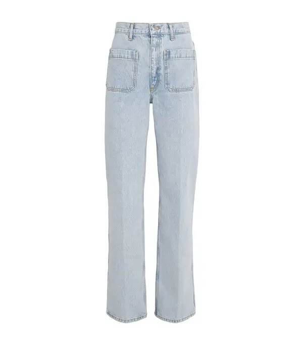 Sandro Straight-leg High-rise Patch Pocket Jeans - Blue